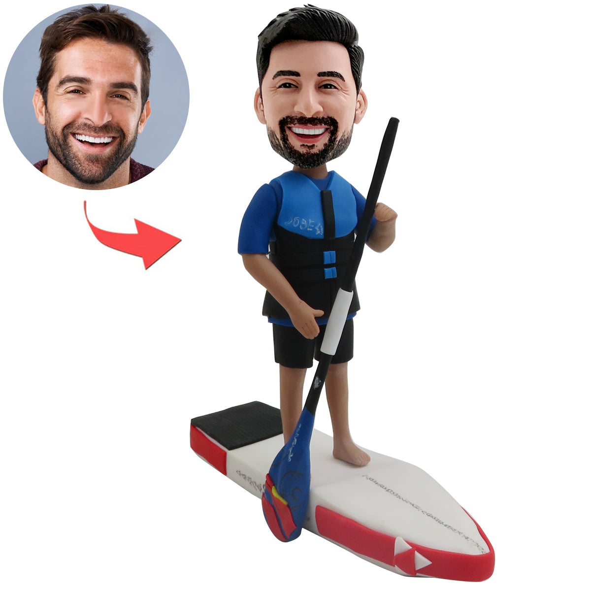 Custom Sport Bobblehead with Paddle Board From His Photos – BobbleGifts AU