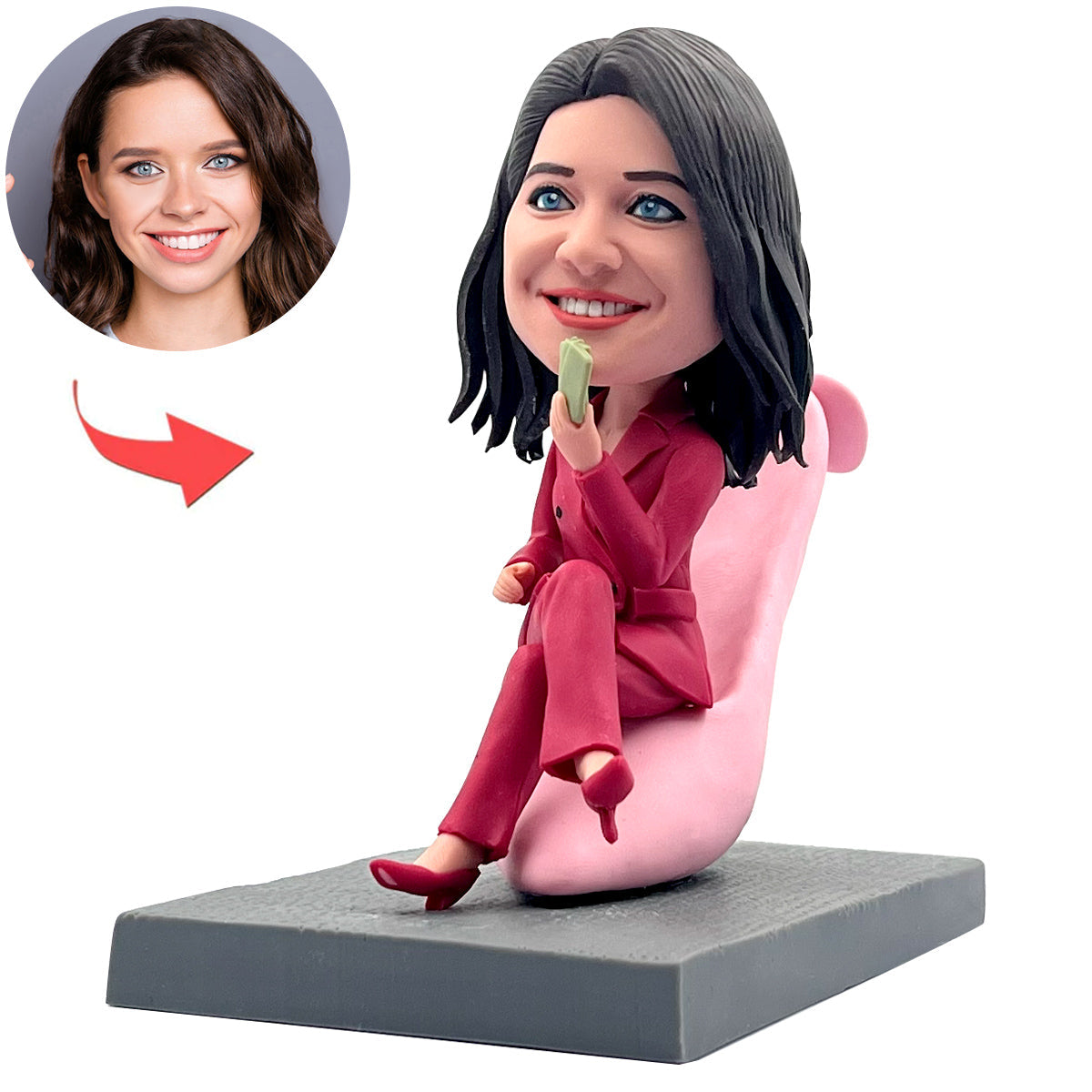 Personalized Custom Elegant Lady Bobblehead Sitting on High Heels ...