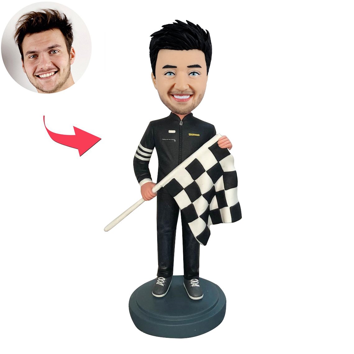 Custom Bobbleheads Race Car - Customized Bobblehead With F1 Chequered ...