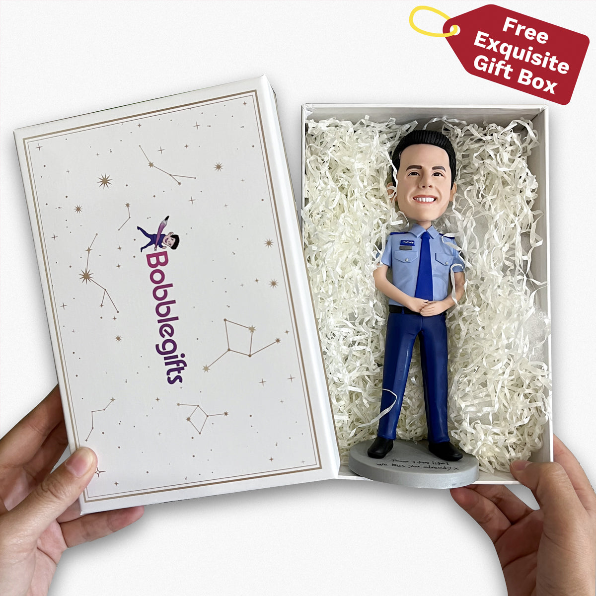 Custom Captain Bobblehead Card Holder with Airplane Model from His ...