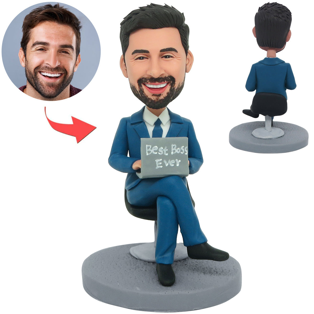 Personalized Male Boss Working with Computer Custom Bobblehead ...